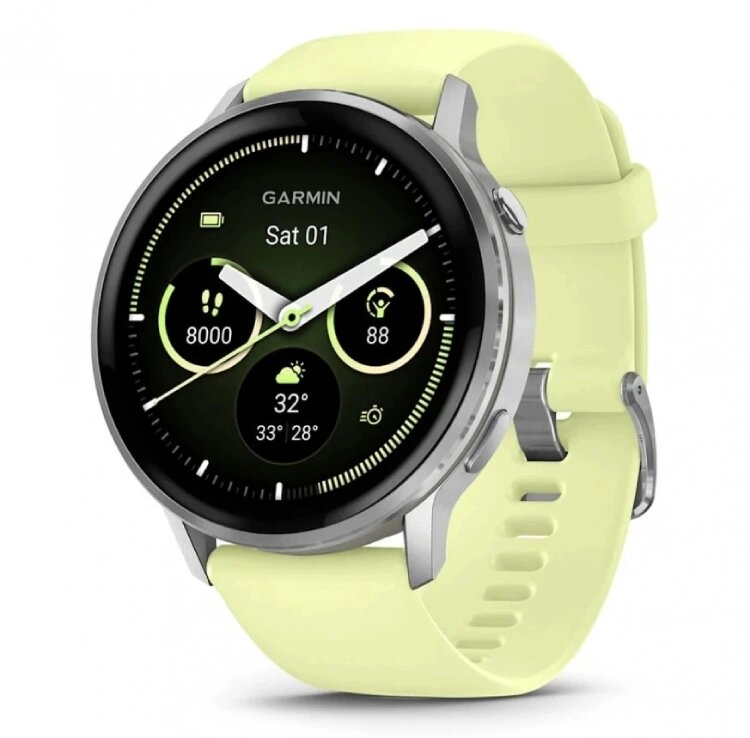 Смарт-часы Garmin Venu 4 1.4" AMOLED корп. серебристый рем. желтый разм. брасл:135-200мм (010-03014-02)