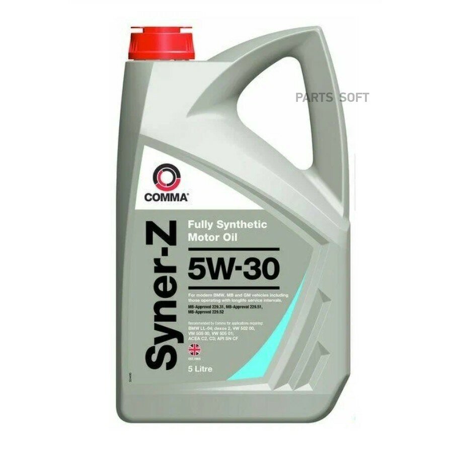 Масла моторные 5W30 4L/ 5W30 SYNER-Z (Великобритания), SYZ4L от официального дистрибьютора, COMMA, артикул SYZ4L