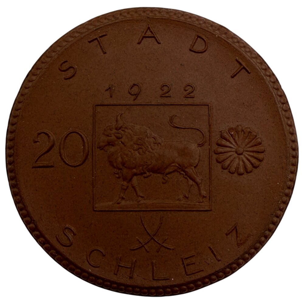 Германия, Веймарская республика, Шлайц 20 марок 1922 г. (Цветок, 1682) (Коричневый фарфор) (Лот №2)