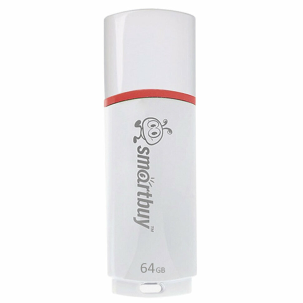 Флеш-диск 64 GB, SMARTBUY Crown, USB 2.0, белый, SB64GBCRW-W, 512779