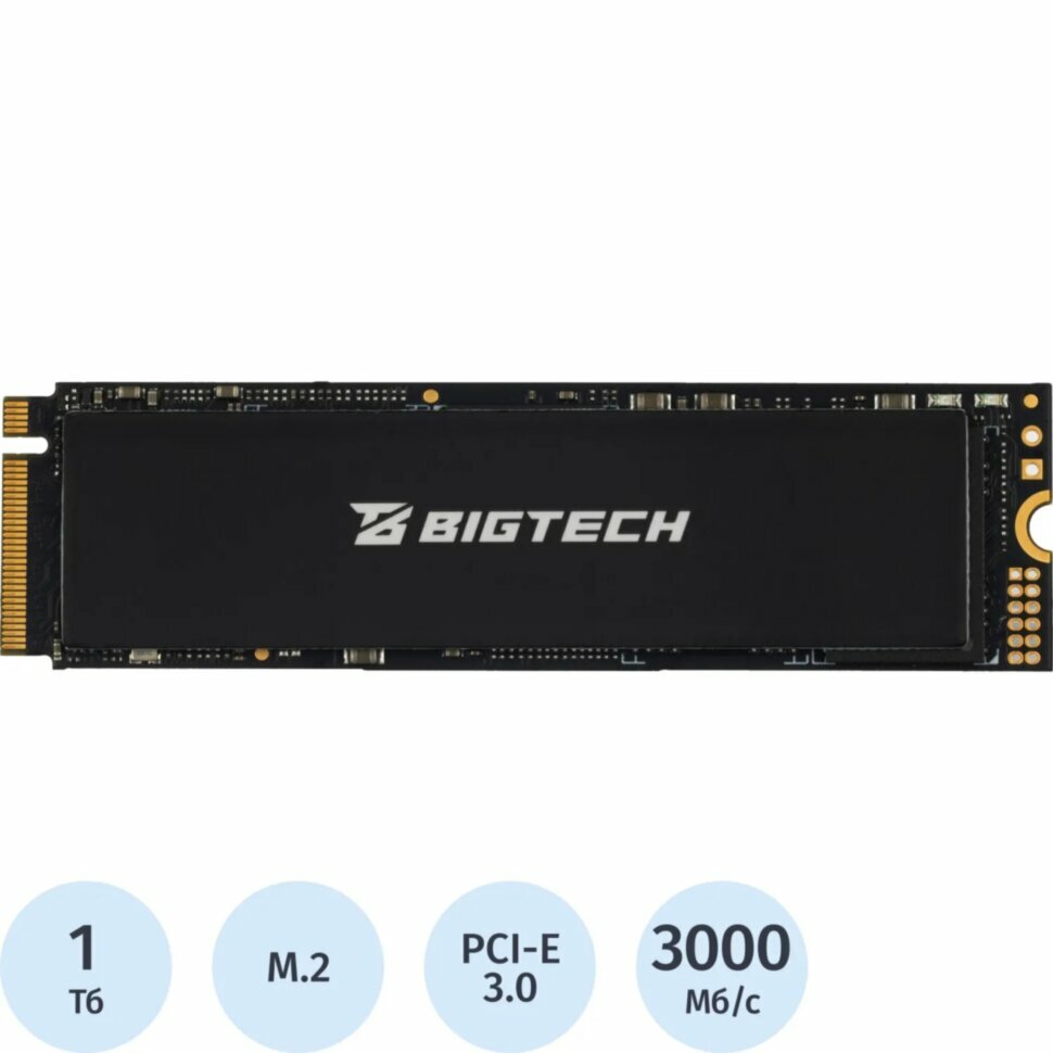 SSD накопитель BigTech M.2 PCIex4 gen3 1Tb, R/W 3200/2500Мб/с(BSDS1000M3M), 2288275