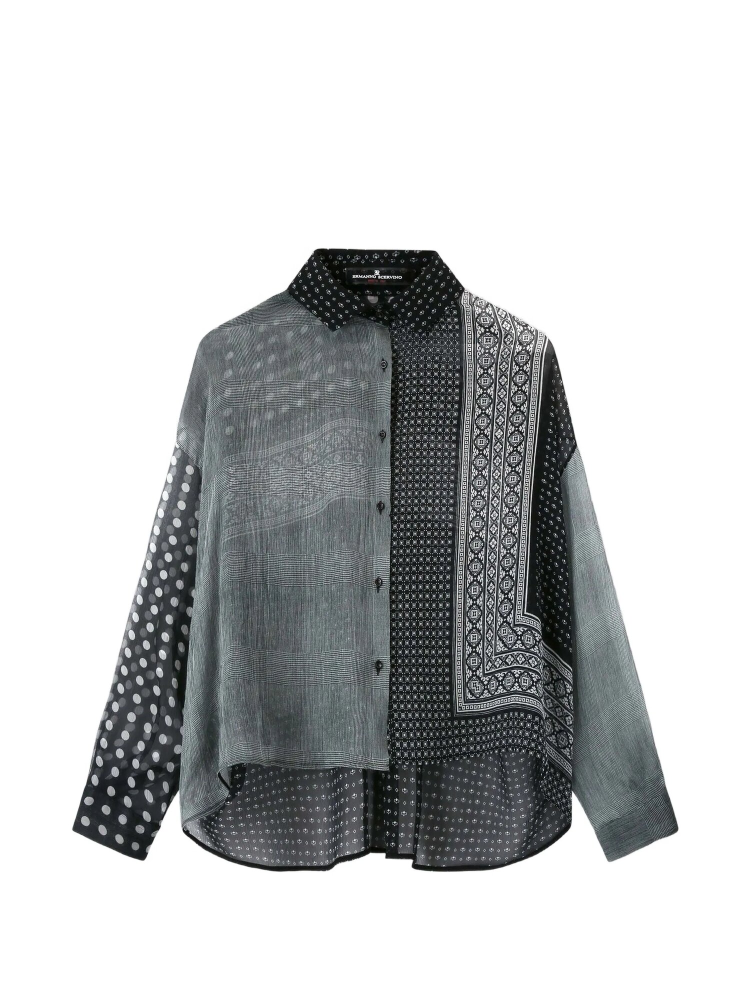 Рубашка Patchwork-print silk shirt