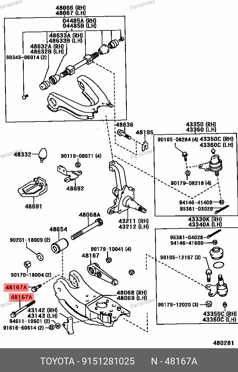 Бoлт автомобильный, TOYOTA 9151281025