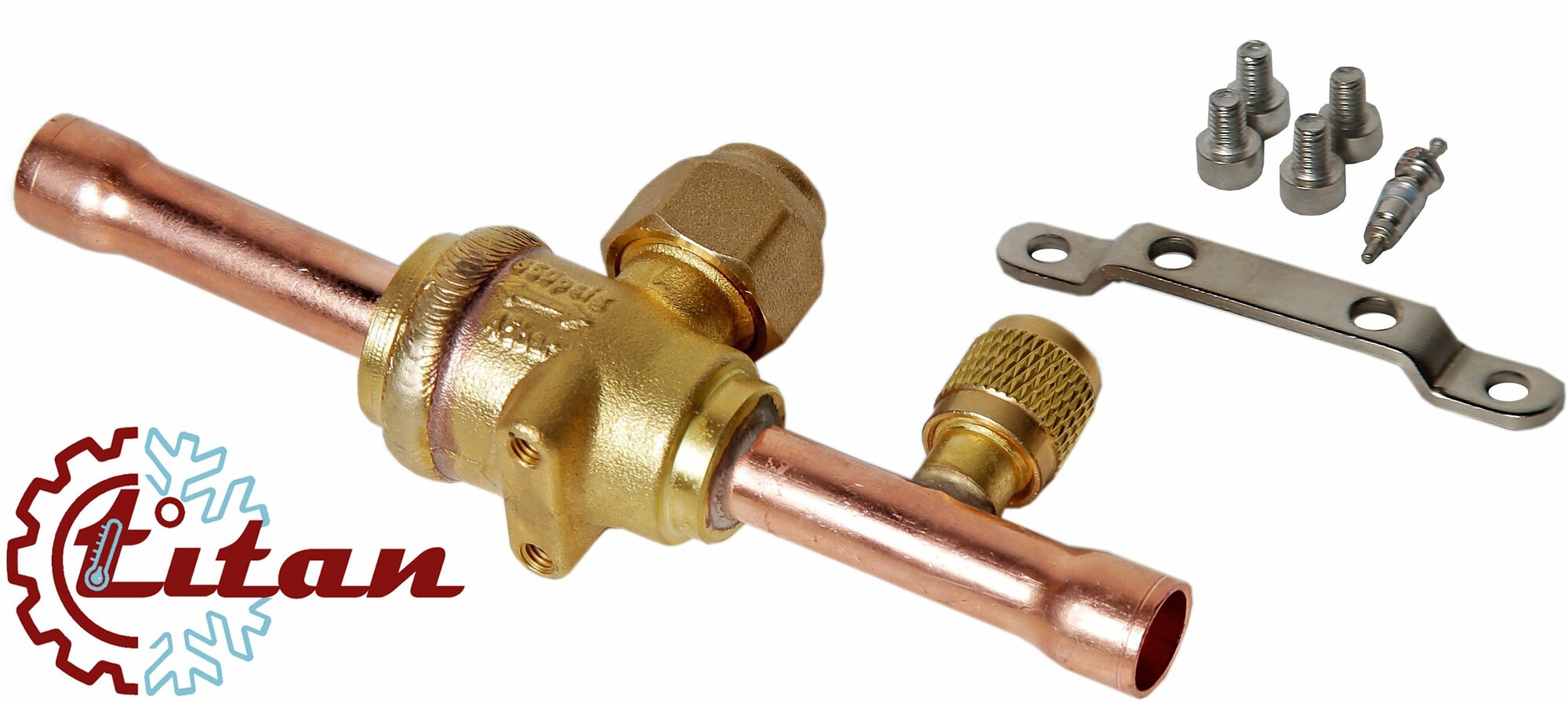 Кран шаровой 10SV 3/8" ODF с заправочным портом (пайка) TITAN