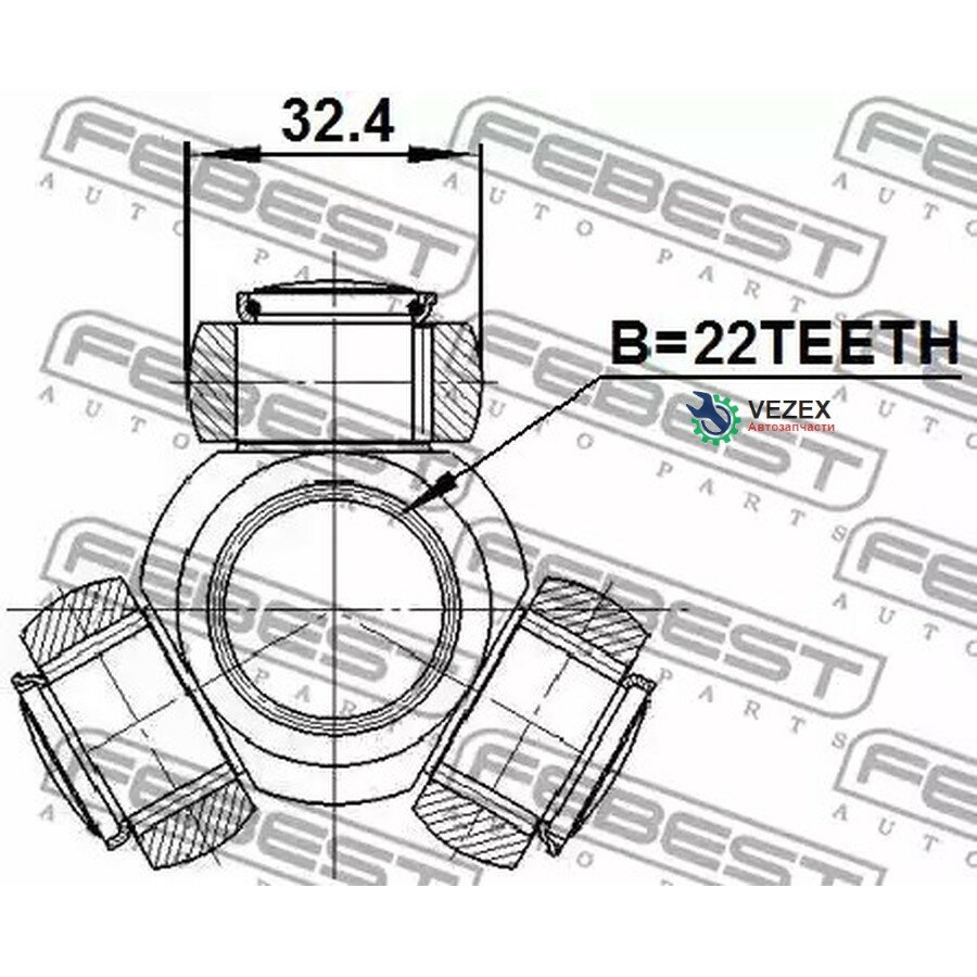 FEBEST 2216SPA трипоид!22X32.4\ Hyundai Accent 99-05