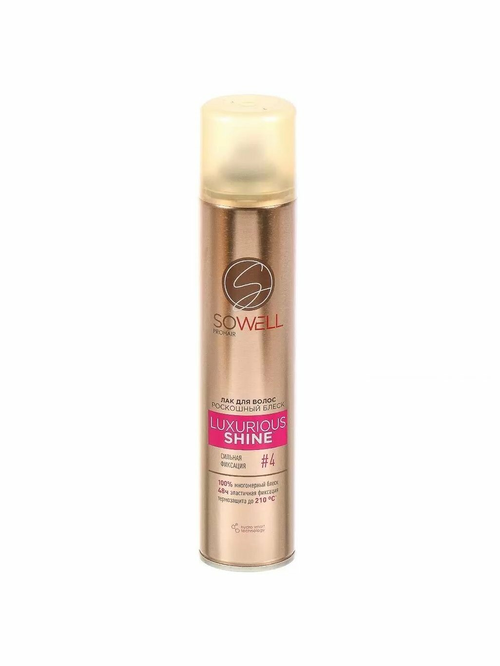 Профессиональный лак для волос SoWell Luxurious Shine 300 мл сильная фиксация 4 и термозащита для блеска локонов