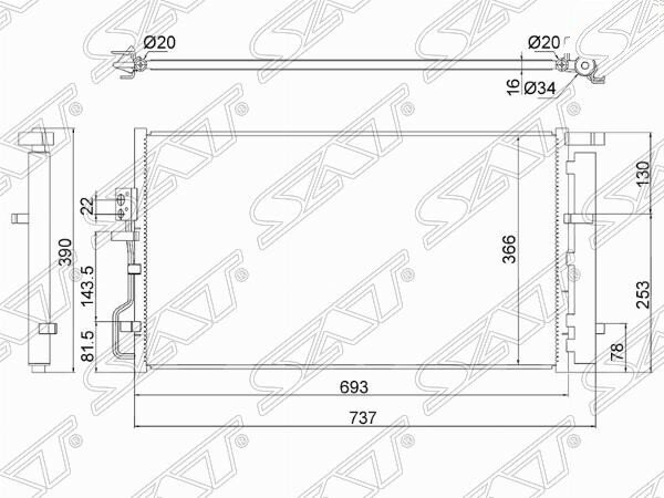 Радиатор кондиционера Hyundai Tucson 15-21 / SAT ST-HY15-394-A0 Kia Sportage 15-22