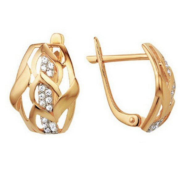 Серьги, красное золото, 585 проба, фианит