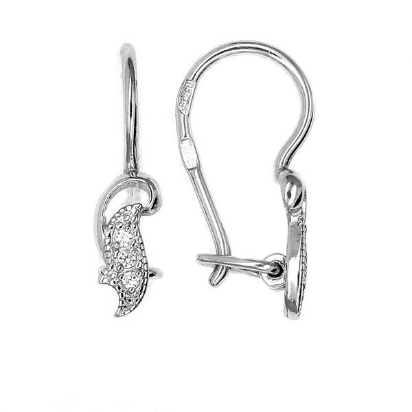 Серьги, серебро, 925 проба, родирование, фианит