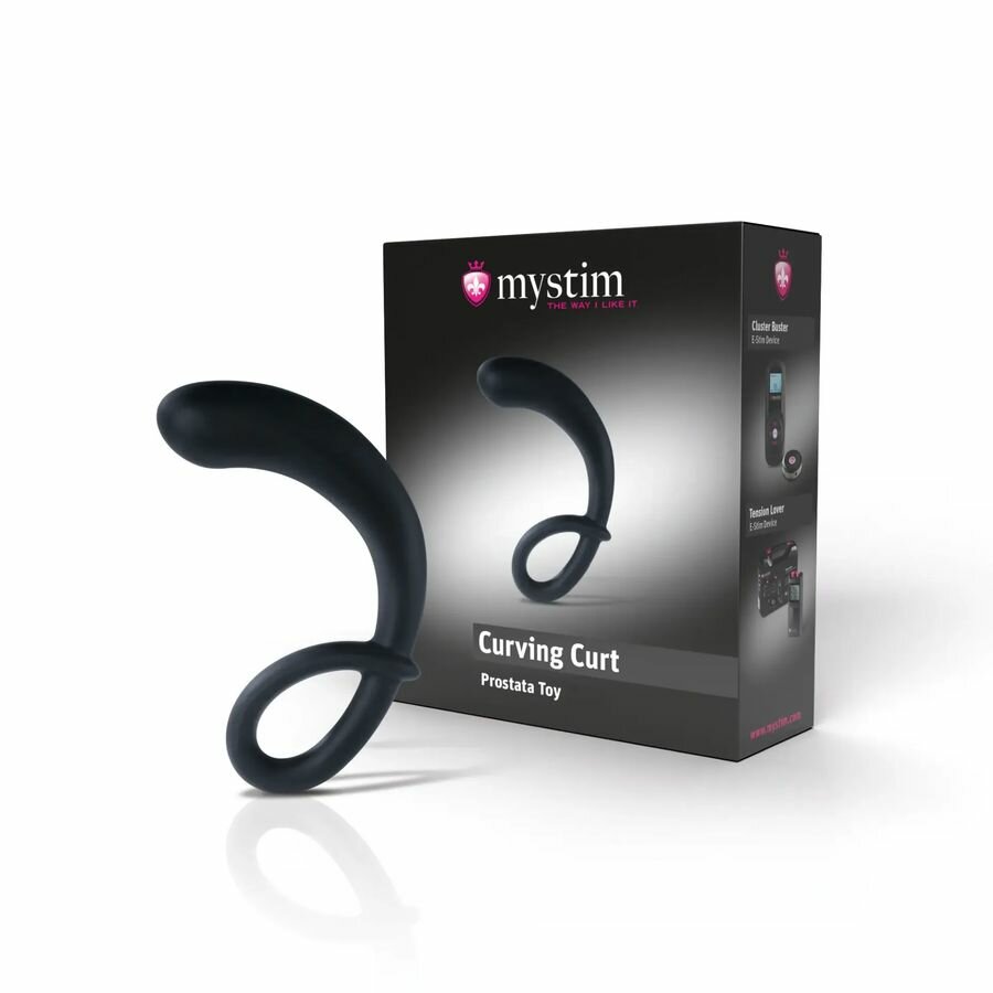 Втулка для простаты Mystim Curving Curt - Черная, силикон, 13 см