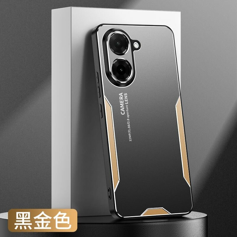 Металлический Чехол на Huawei Mate 80 Pro/ Чехол Хуавей Мате 80 Про: Серия твердых оболочек, Золотой черный