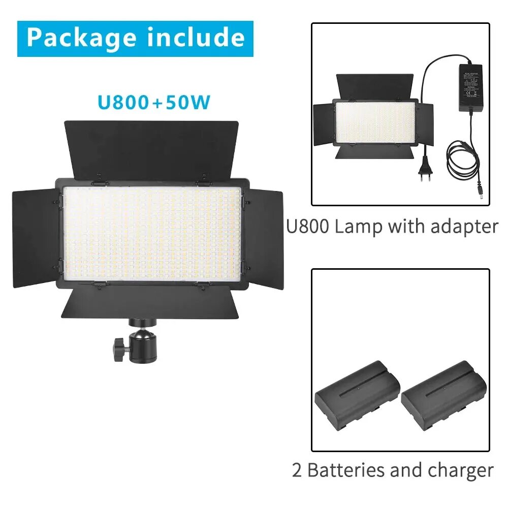 U800 50W Двухцветная лампа для фотосъемки, Color: U800-lb