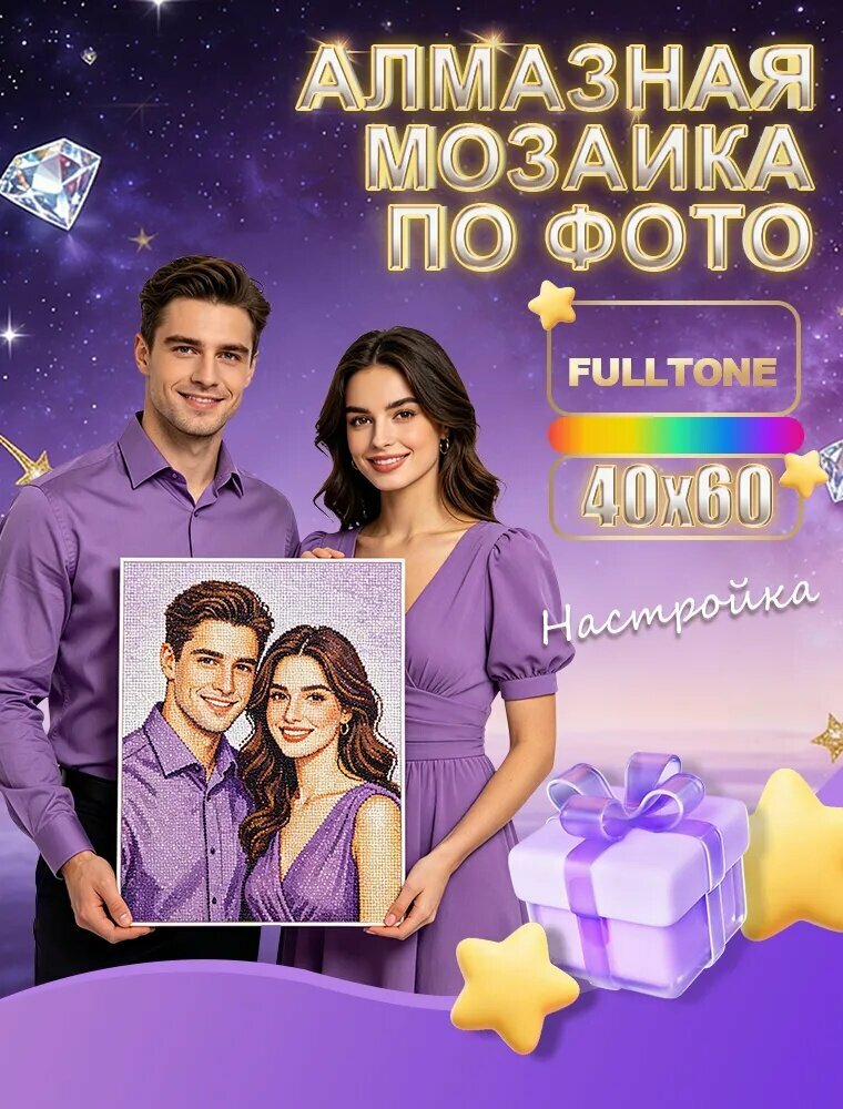 Алмазная мозаика по фото 40x60 cm , круглые бриллианты,5D DIY Картина стразами, Без рамки