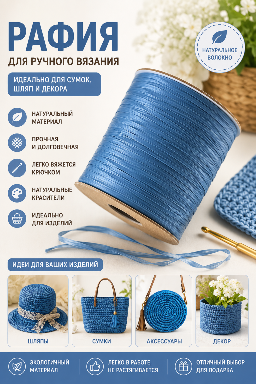 Пряжа рафия SDPZ цвет Jeans