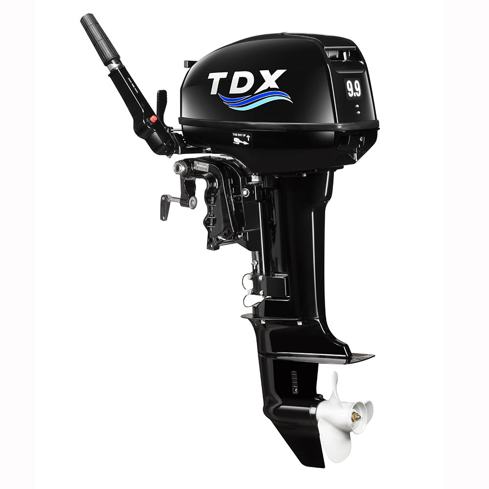 Лодочный мотор TDX T9.9FHS, бензиновый, двухтактный, мощность 15 л. с, румпельное управление
