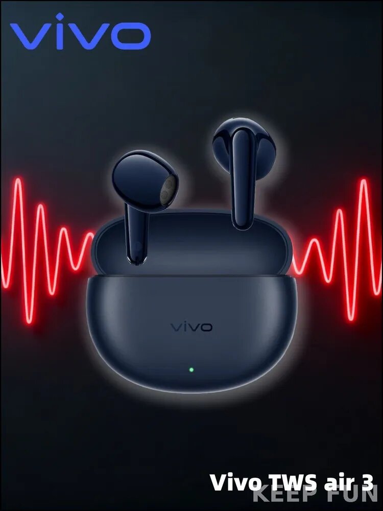 Vivo Наушники беспроводные с микрофоном, Bluetooth, 3.5 мм, USB, темно-синий, белый