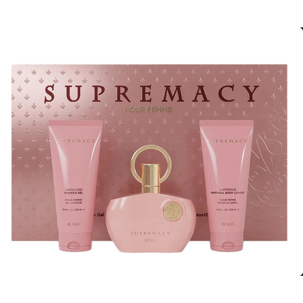 Afnan Supremacy Pink Set 100 мл + гель для душа + лосьон для тела, парфюмерная вода женская, цветочные