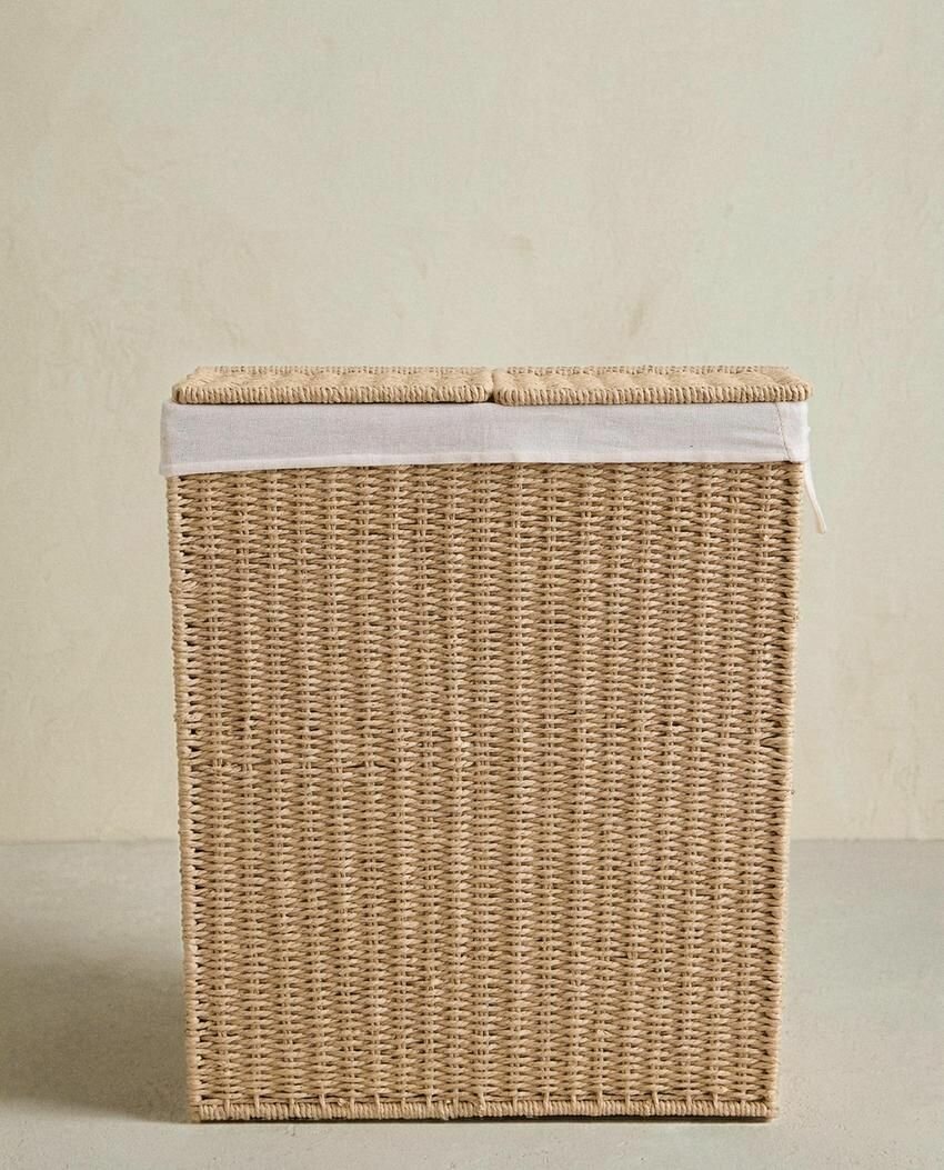 Корзина для белья ZARA HOME 7536/049/052 - с двумя отделениями, 64 x 54 x 27 см, цвет светло-бежевый