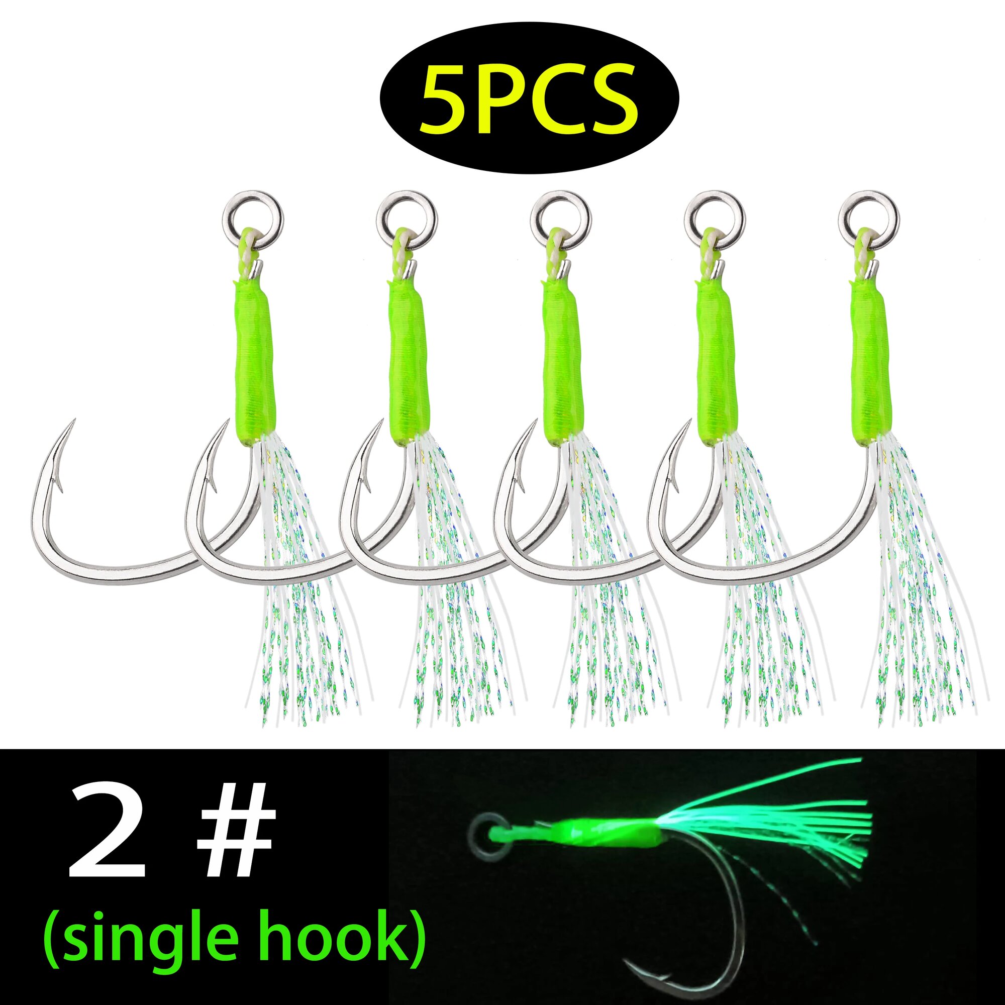 5 шт. рыболовные крючки AOrace, Size 2, Single hook