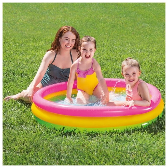 Детский бассейн с надувным дном Радуга 114*25 см, INTEX (Интекс), 57412