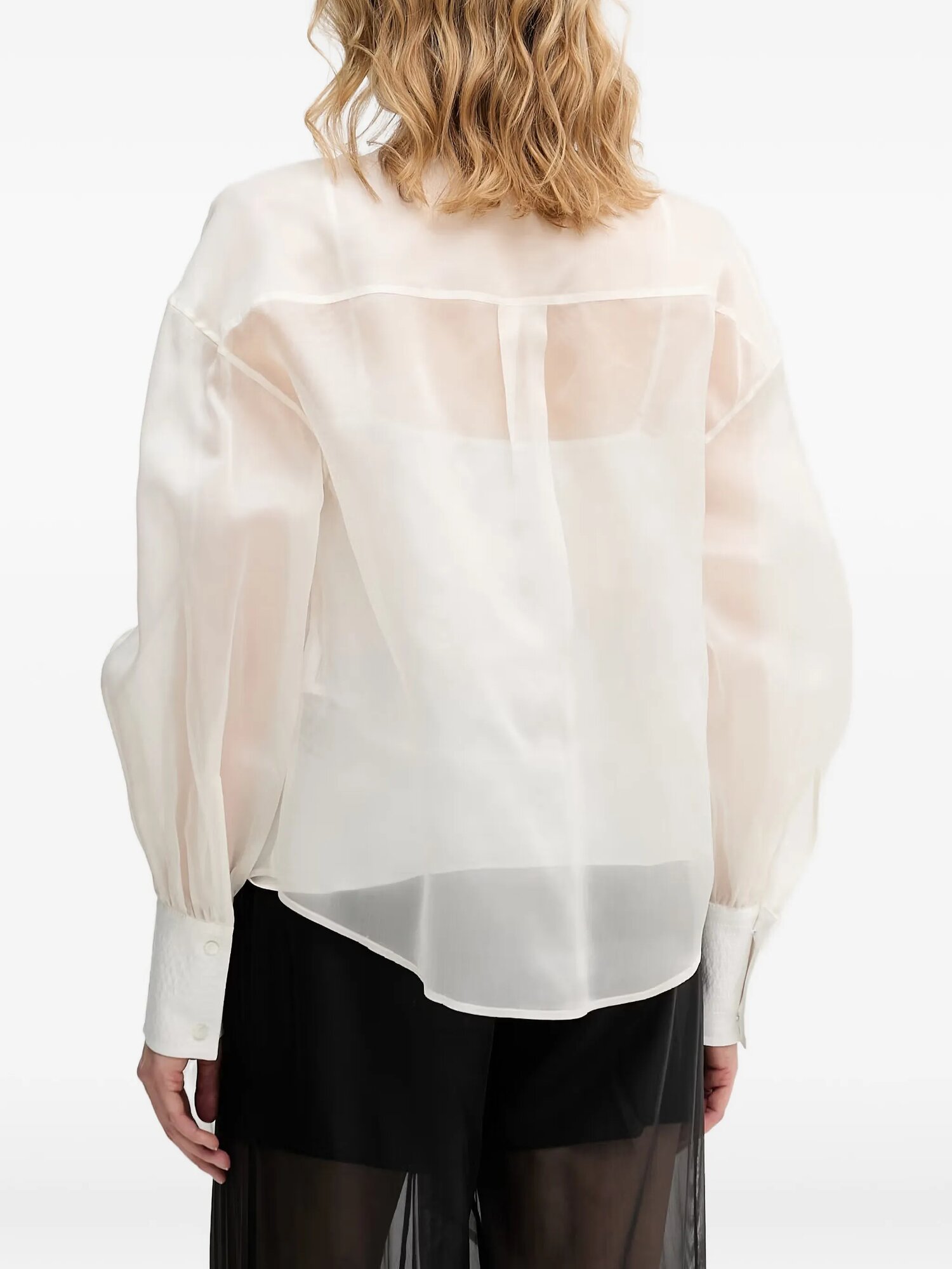 Блуза Karl Lagerfeld Tie-front blouse, размер 40, бежевый/белый — фото 1