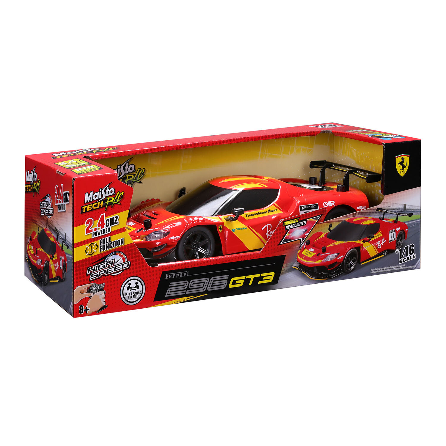 Радиоуправляемая машинка Maisto "Tech", 1:16, Ferrari 296 GT3, 35 м