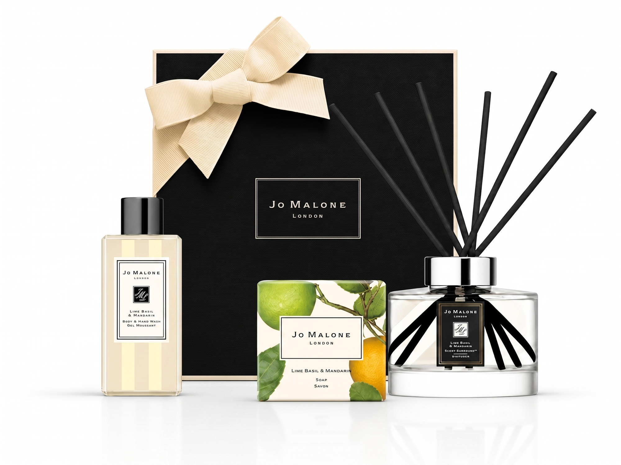 Набор Jo Malone, Lime Basil, 3 предмета, Гель для душа 100 мл, Кусковое мыло 100 гр, Диффузор 165 мл