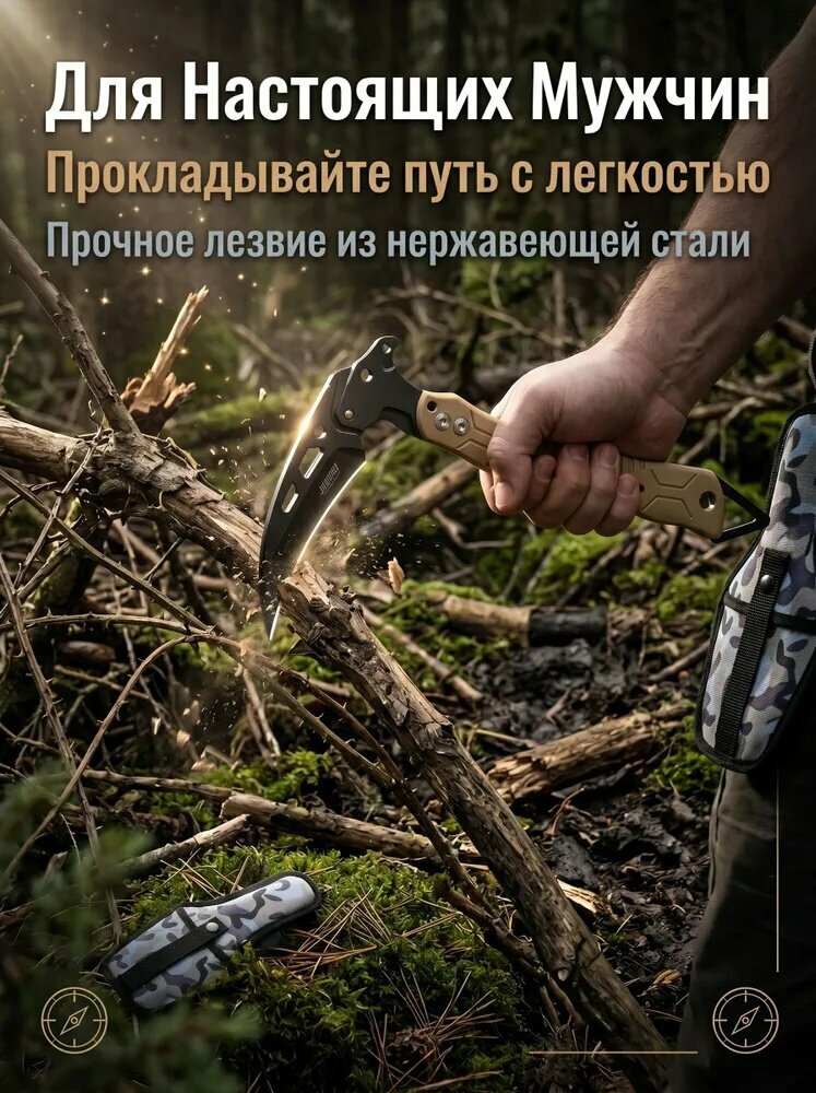 Тактический складной серп многофункциональный