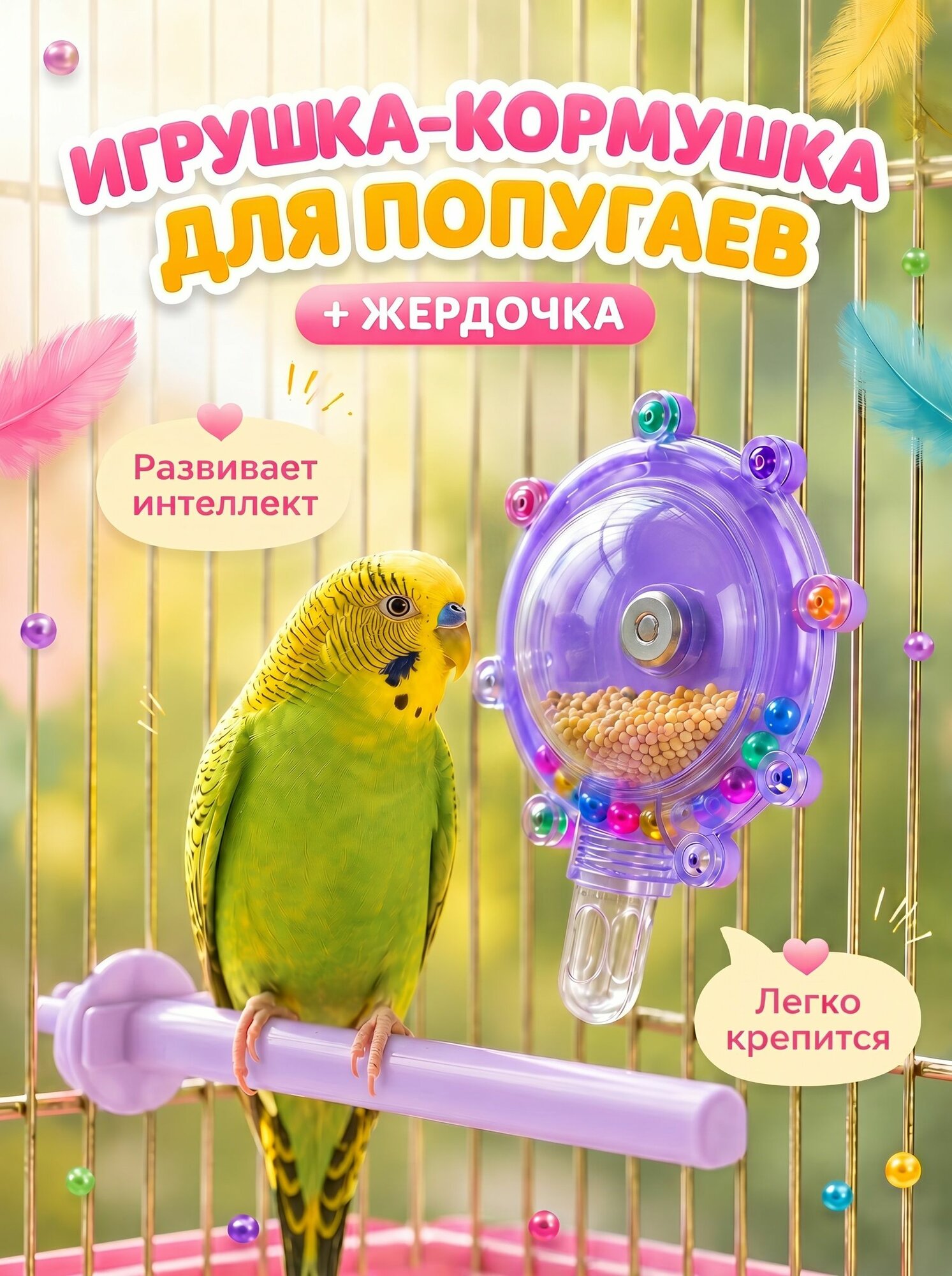 Игрушка для птиц с жердочкой