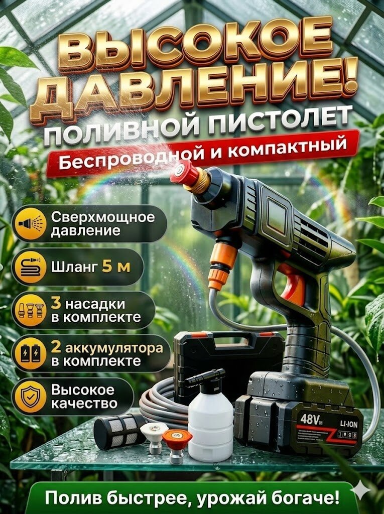 Насос аккумуляторный для полива из бочки, 48V
