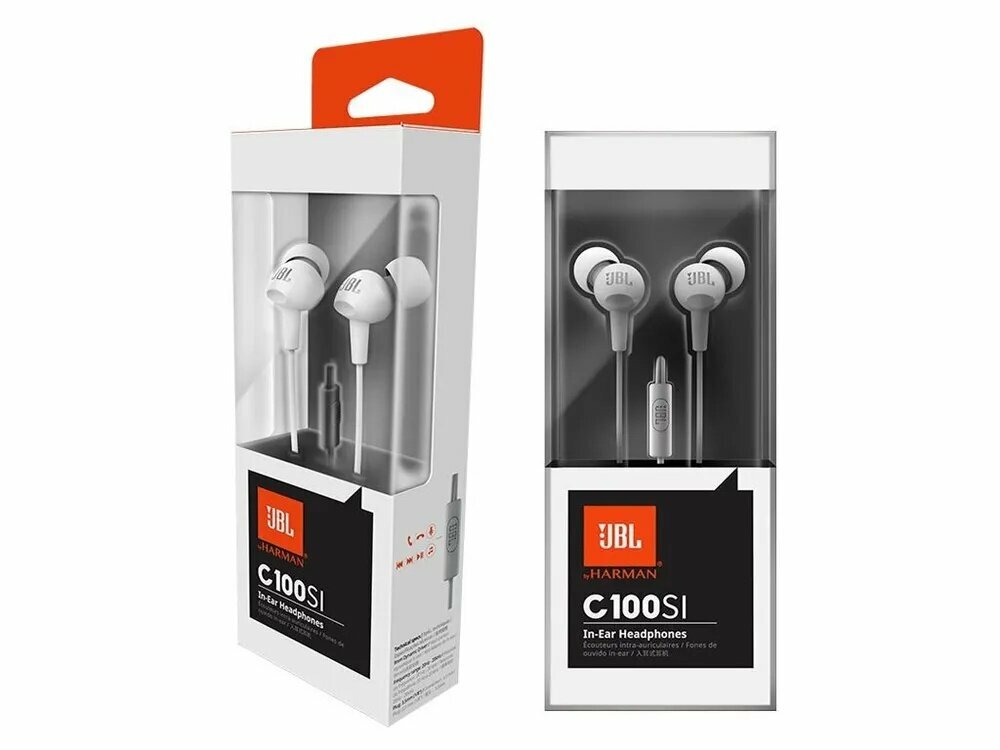 JBL Наушники проводные с микрофоном Проводная гарнитура JBL C100si 3,5 мм-стереогарнитура с микрофоном, 3.5 мм, белый