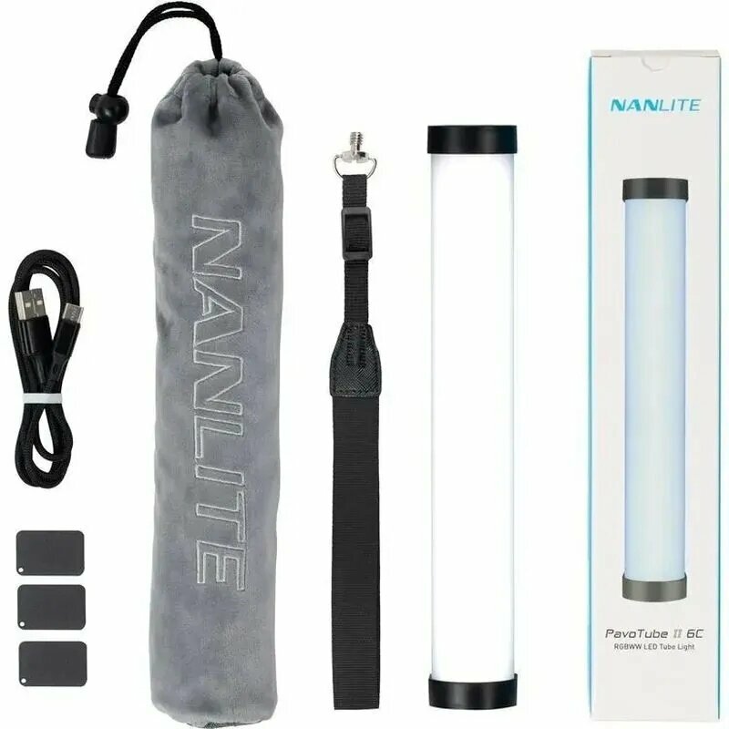 Светодиодная лампа Nanlite PavoTube II 6C 10 дюймов 6 Вт RGBWW с аккумулятором 2700 7500 К Bluetooth и приложением 2,4 ГГц 15 эффектов