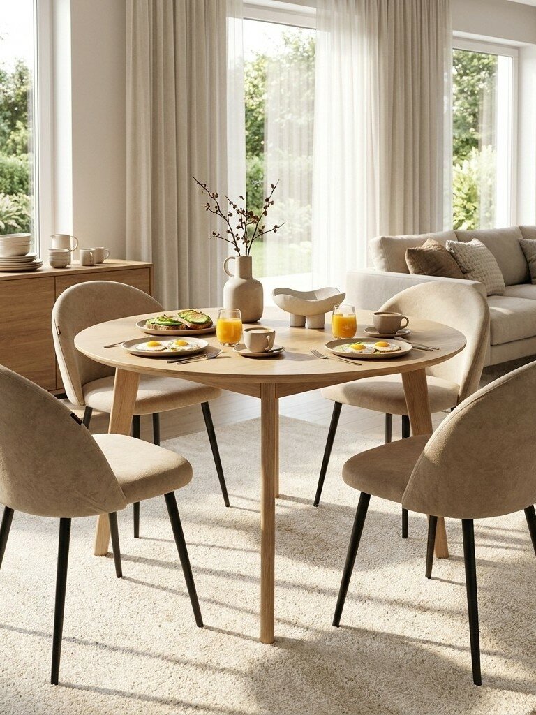 Комплект обеденных стульев TetChair, велюр, бежевый, чёрные ножки, 4 шт