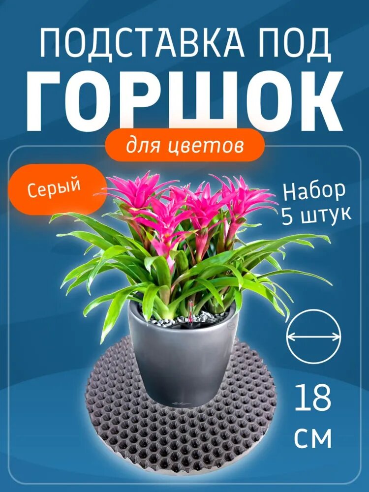 Коврик подставка под цветочный горшок, Серый