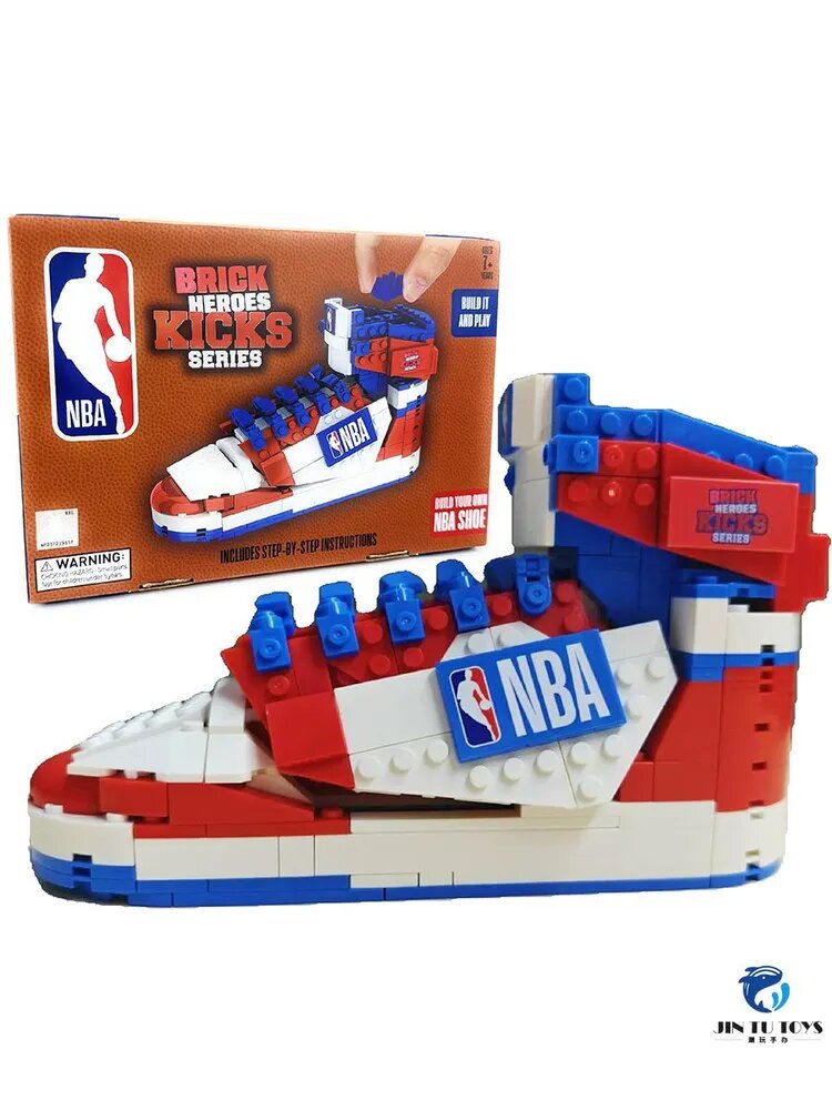 NBA Brick Heroes Kicks Series Basketball Shoe Building Set / Детский набор для сборки строительных блоков, созданный на основе баскетбольных туфель с высоким берцем в качестве прототипа