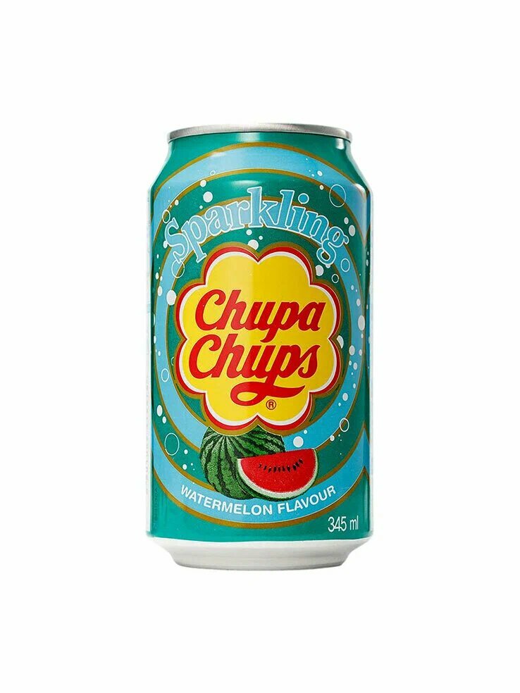 Chupa Chups Sparking Watermelon, 0.345 л, 6 шт, банка (газированный напиток Чупа-Чупс, арбуз, Корея)