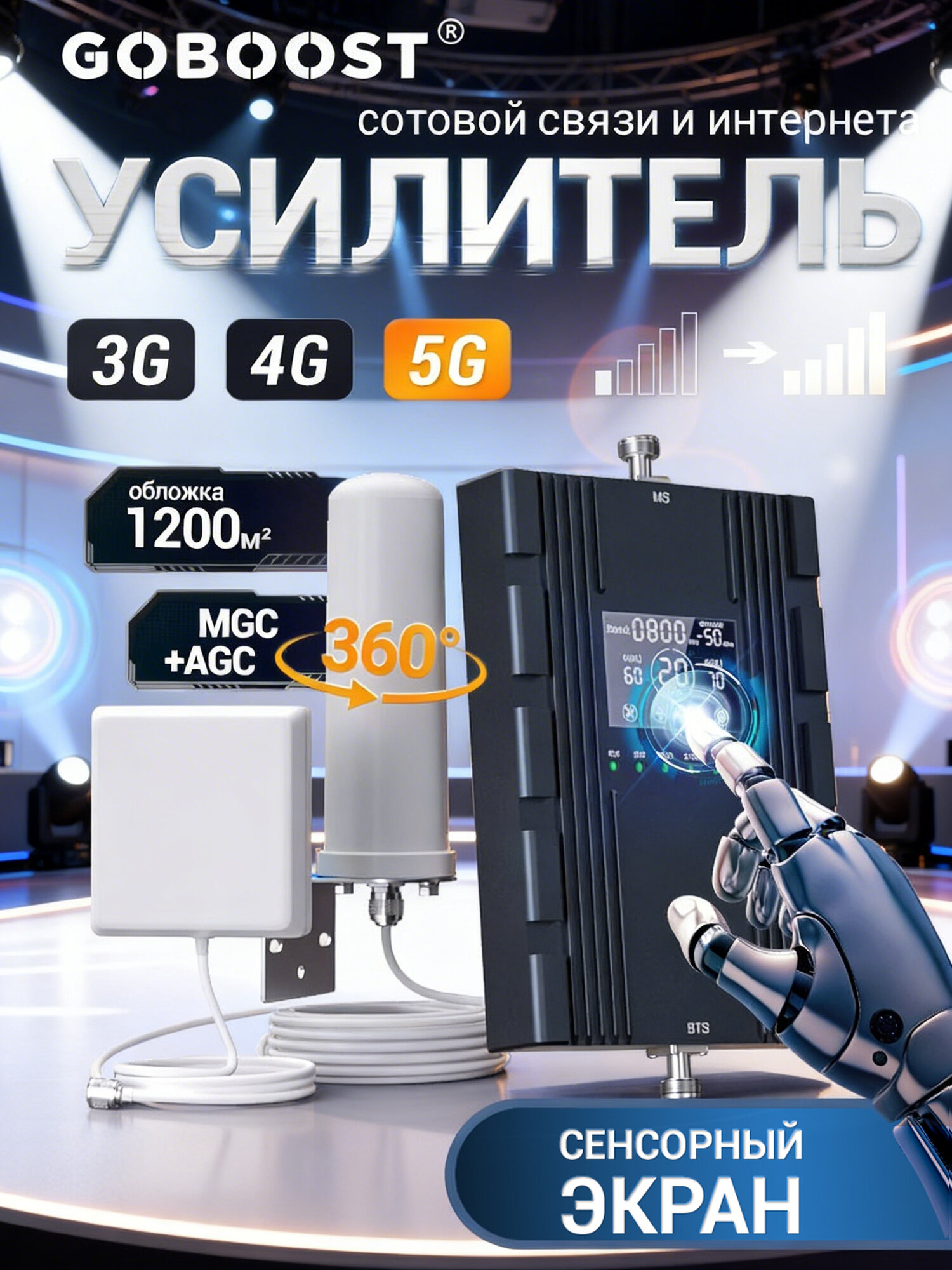 Усилитель сотовой связи и интернета, усилитель 5 канальный, 800 900 1800 2100 2600МГц, Репитер LTE, 5G,4G, 3G, 2G