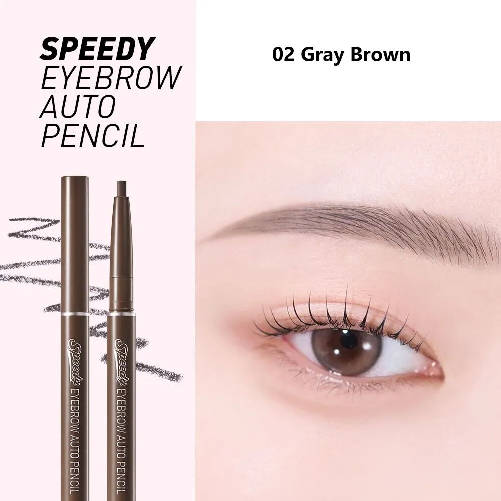 PERIPERA карандаш для бровей (02 Gray Brown) Speedy Eyebrow Auto Pencil, корейская косметика