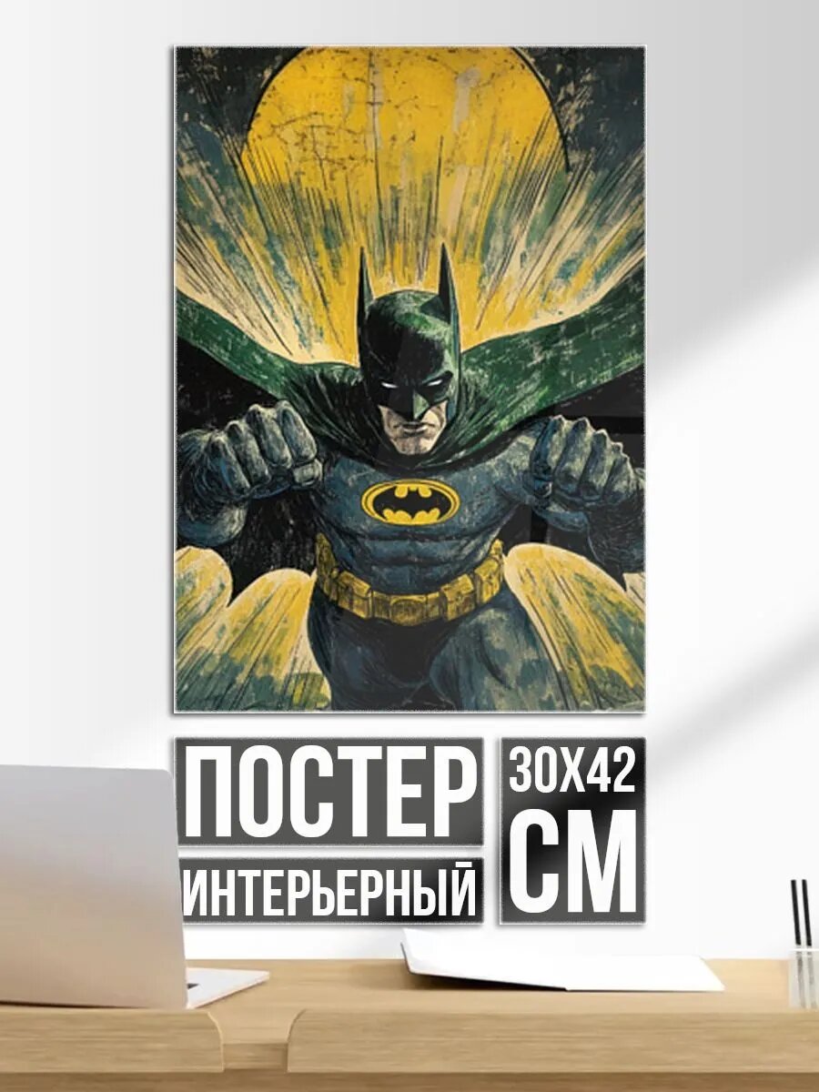 Постер на стену Бэтмен с поднятыми кулаками