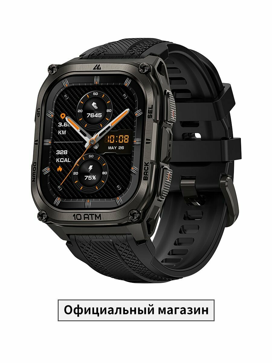 KOSPET TANK M4 GPS-смарт часы для мужские, Военный стандарт, Полностью из нержавеющей стали, 150 м водонепроницаемости, офлайн-карты и отслеживание здоровья, черный
