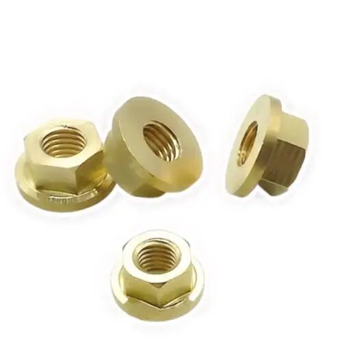 Латунные шестигранные фланцевые гайки M3 M4 M5 M6 M8 M10 M12 2pcs M8xPitch1.25, Without teeth