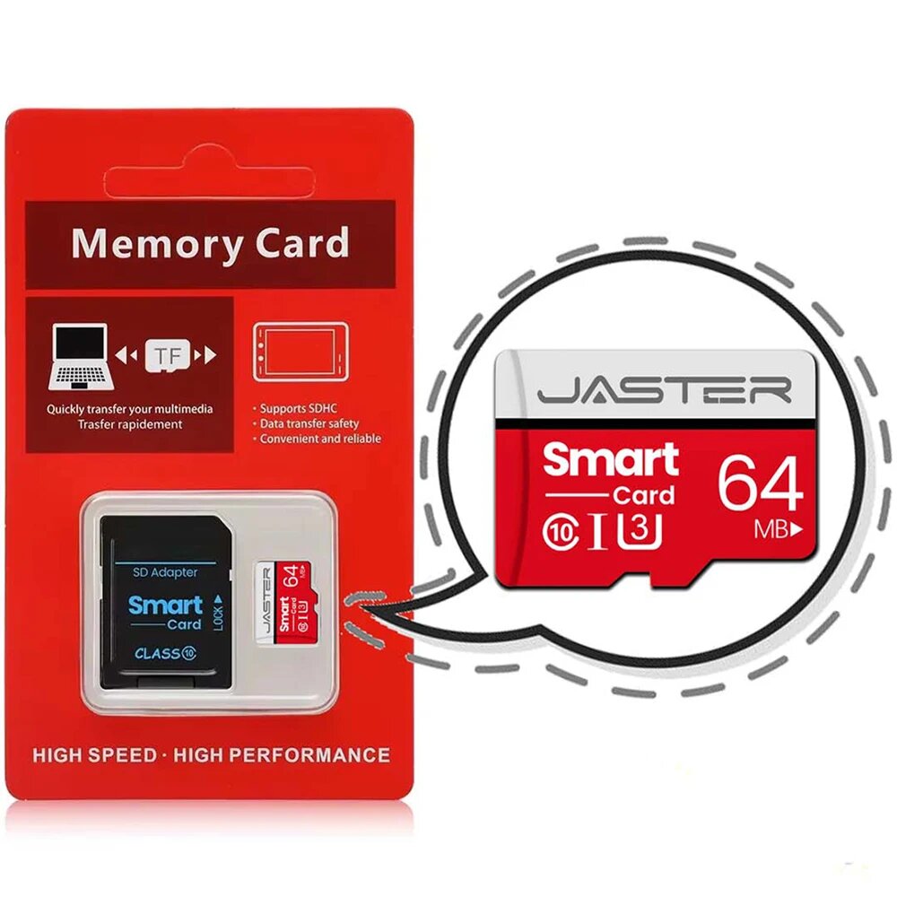 JASTER карта памяти microSD 128 ГБ 64MB