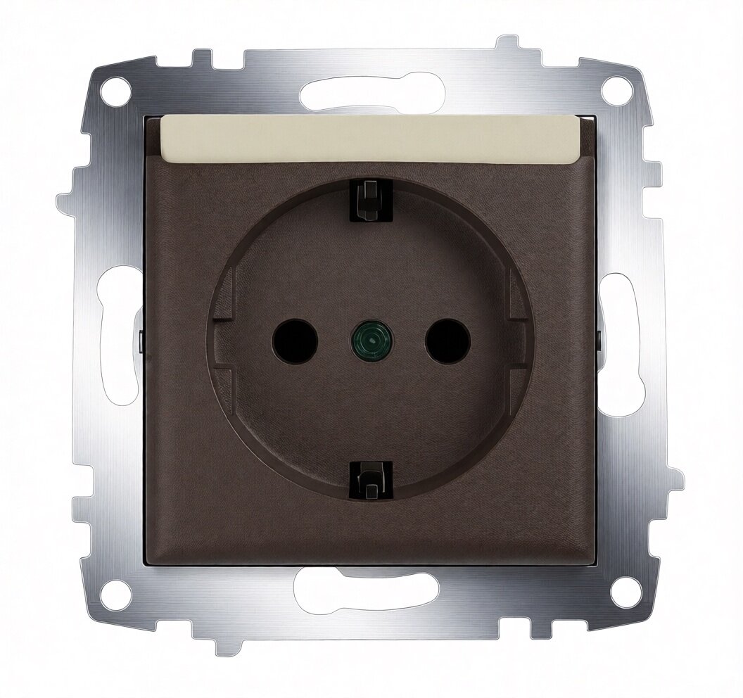 Розетка с заземлением с защитной крышкой ABB Cosmo титаниум 619-011400-218