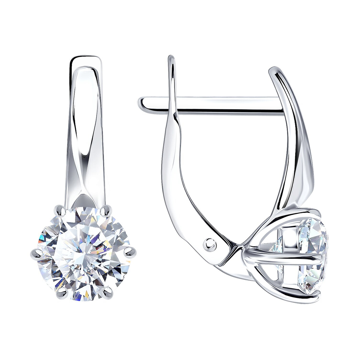 Серьги, серебро, 925 проба, бриллианит