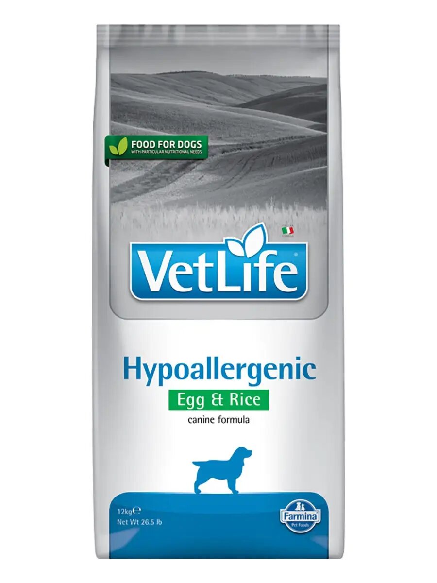 Сухой корм Farmina Vet Life Hypoallergenic (Фармина) для собак снижение пищевой аллергии, яйцо с рисом, 12 кг