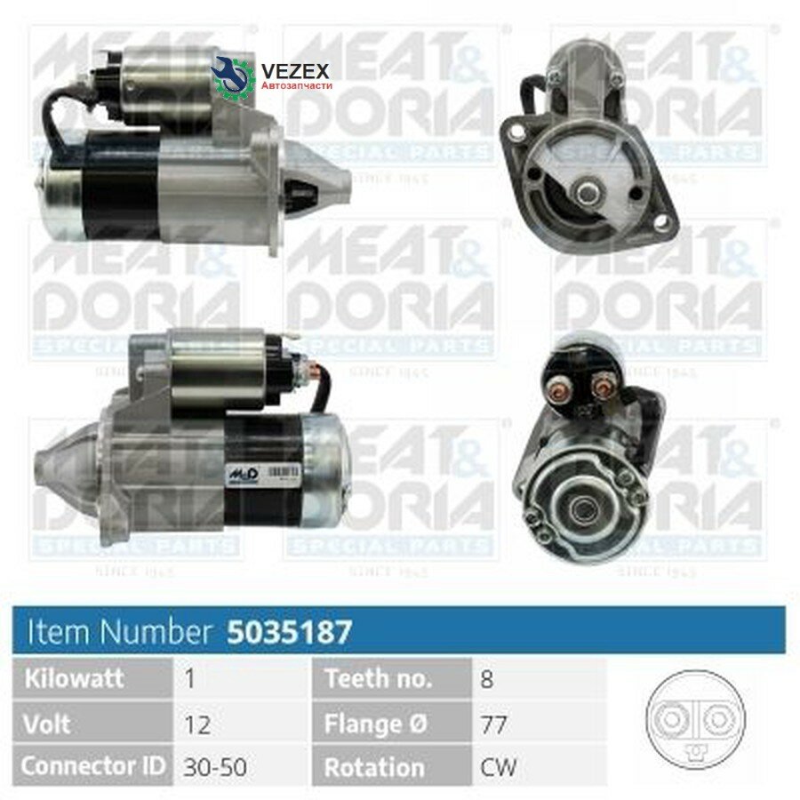 MEATDORIA 5035187 Стартер 12V 1KW Mitsubishi Carisma (DA), Volvo S40 I