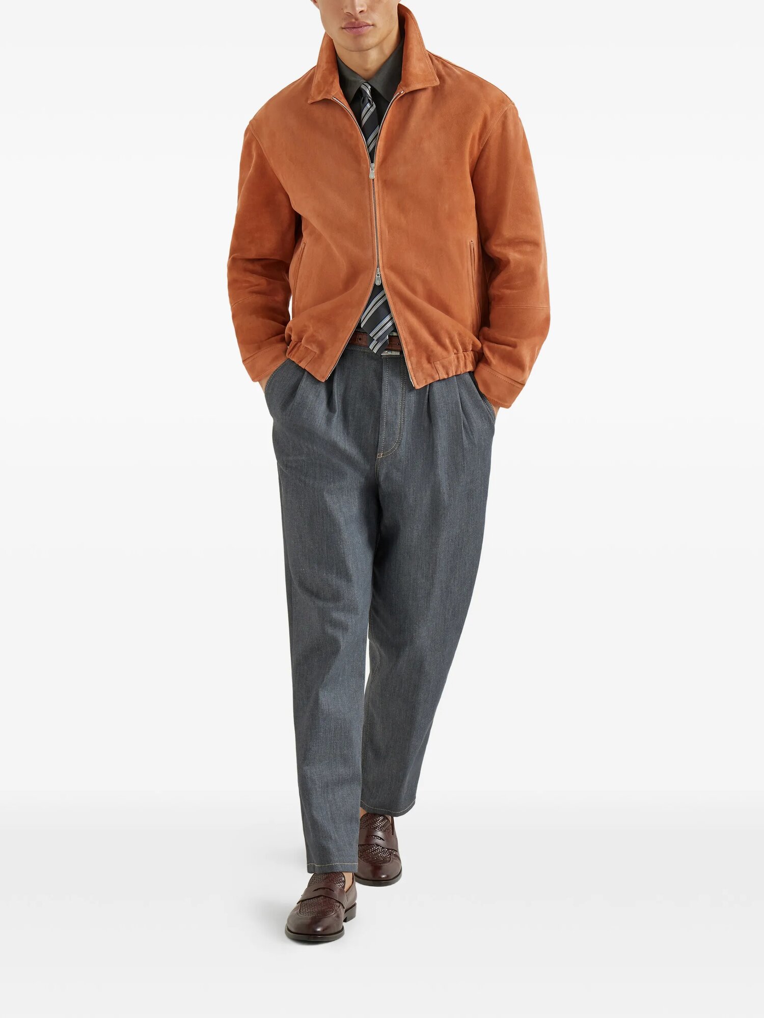 Куртка BRUNELLO CUCINELLI, размер 54, green/orange — фото 1