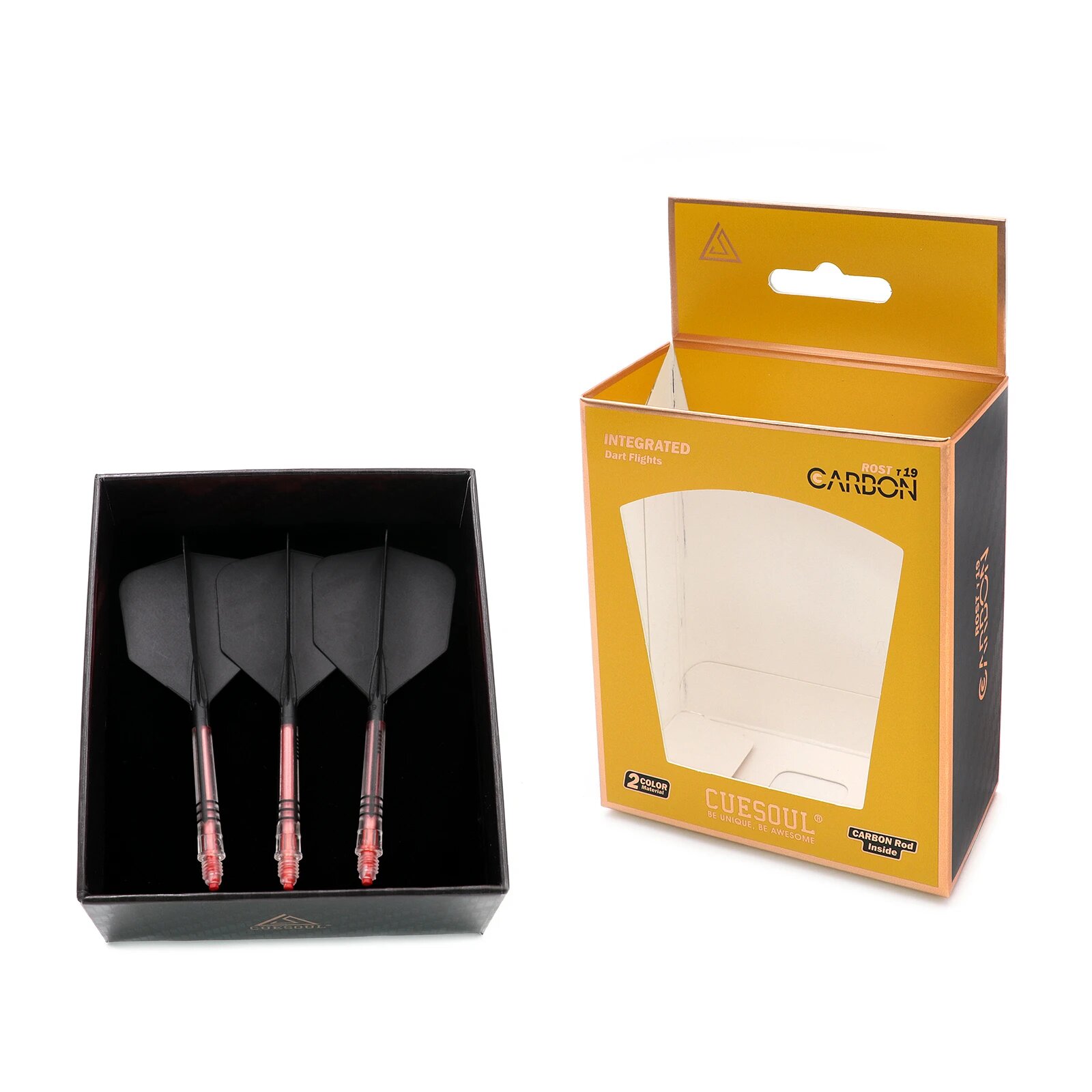 CUESOUL ROST T19 карбоновые валы и полеты для дартса, набор из 3 штук Black 37mm