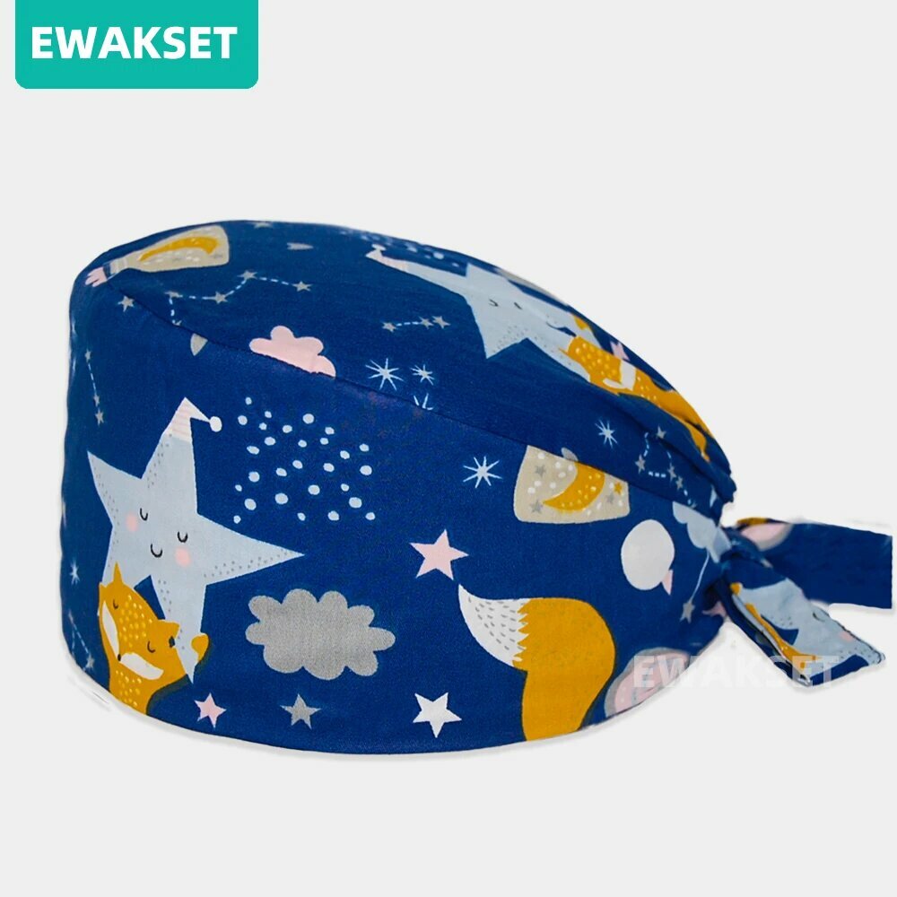 EWAKSET медицинские колпаки для длинных волос из хлопка