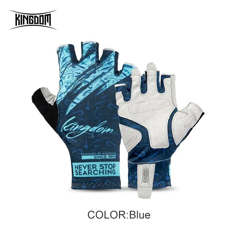 Перчатки KINGDOM Ice Silk без пальцев для рыбалки и спорта M, Blue